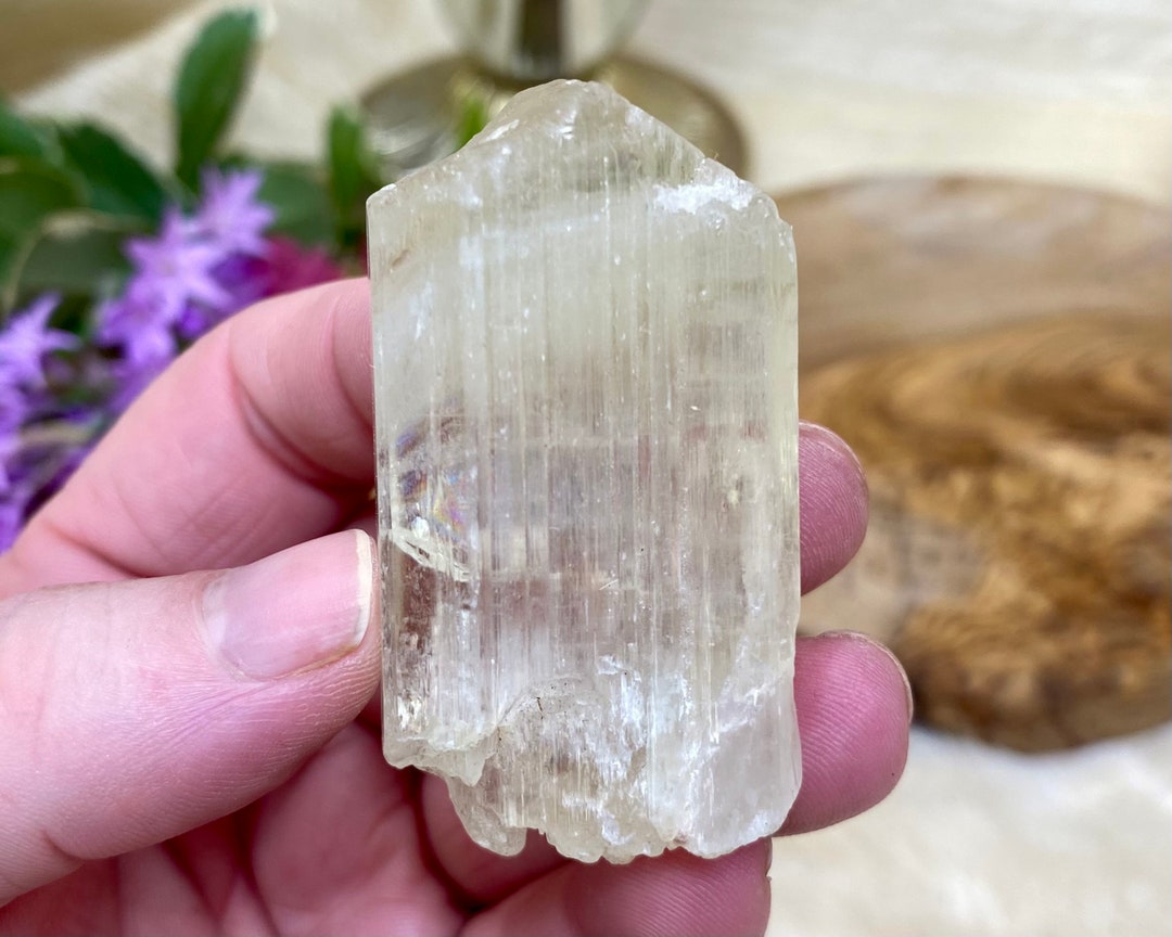 Yellow Spodumene Crystal Specimen, Natural Raw Triphane Mineral ...