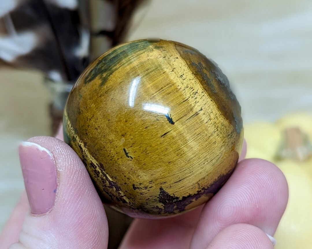 Polished Tiger's Eye Sphere, Natural Tiger's Eye Crystal Ball, Healing ...
