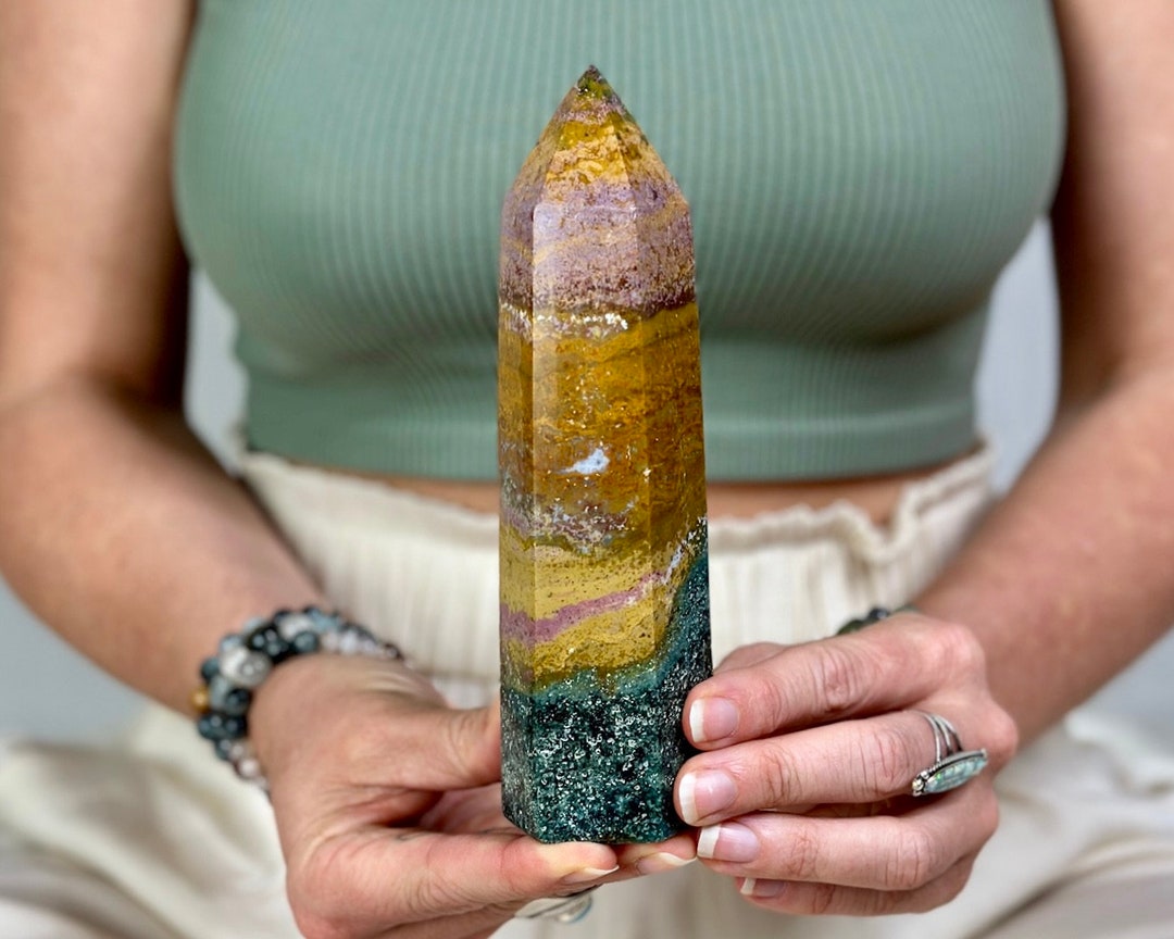 Beautiful Ocean Jasper Tower, Polished Sea Jasper Crystal, Self ...