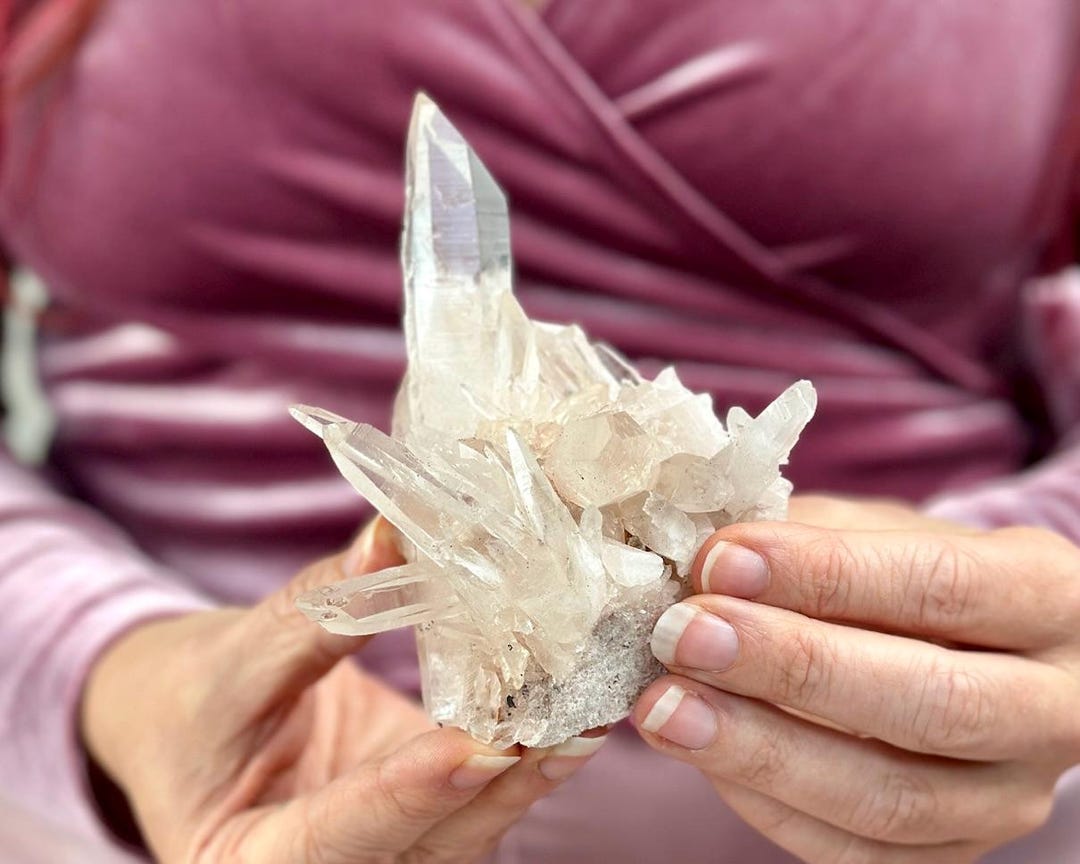 Pink Himalayan Crystal Cluster With Tall Point | Natural Himalayan ...