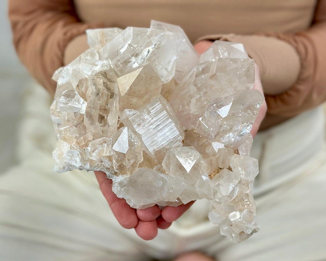 Large Himalayan Quartz Cluster | Clear Points With Golden Inclusions ...