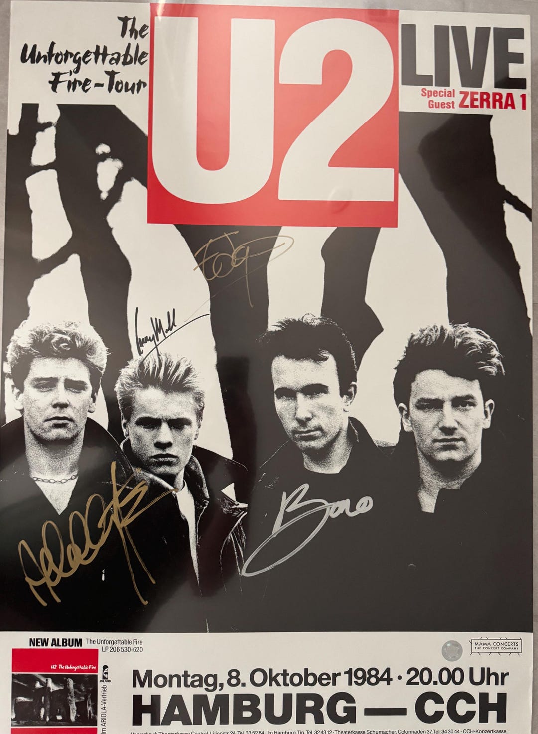 U2 Original Autographed “the Unforgettable Fire Tour” Poster (COA) - Etsy