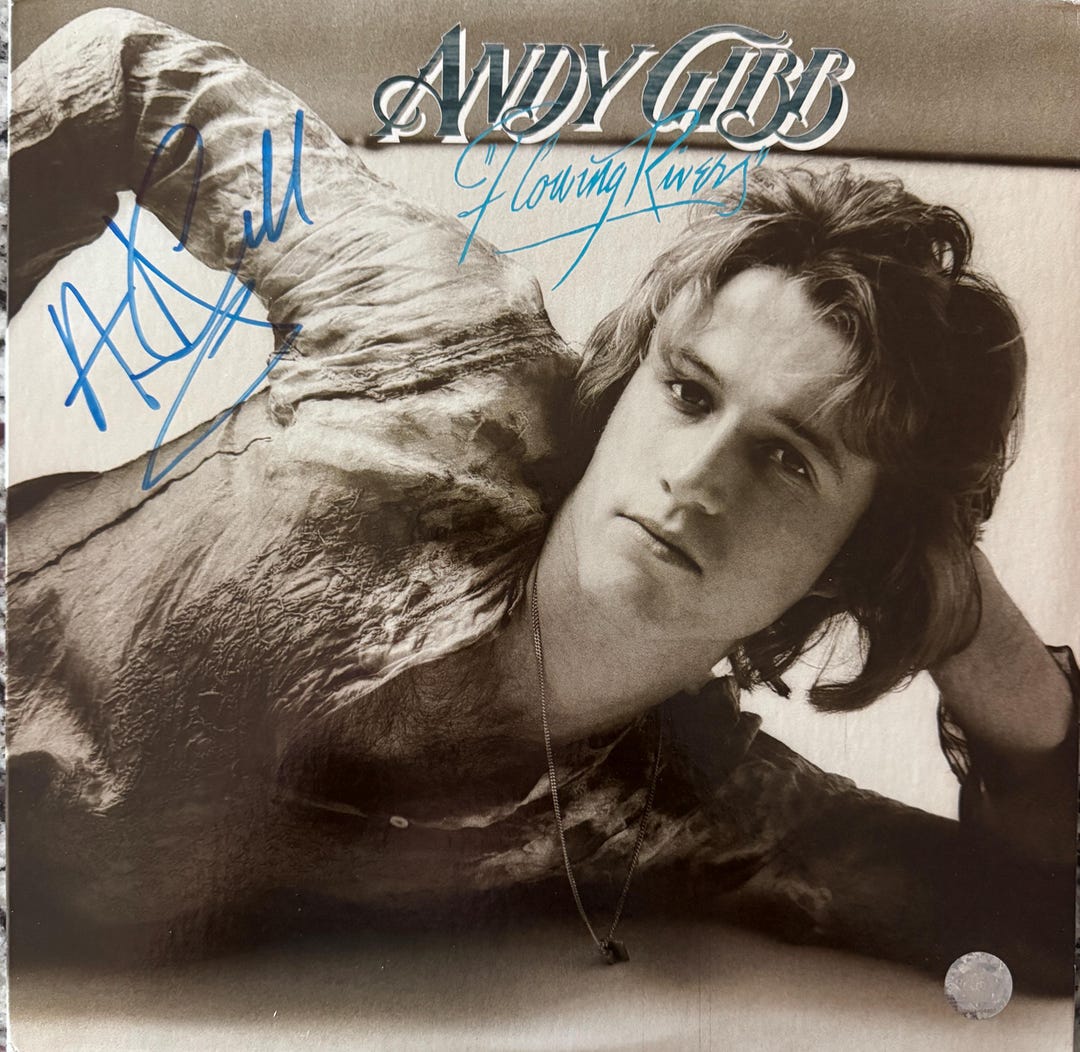 Andy Gibb Original Autographed flowing Rivers LP Cover COA - Etsy