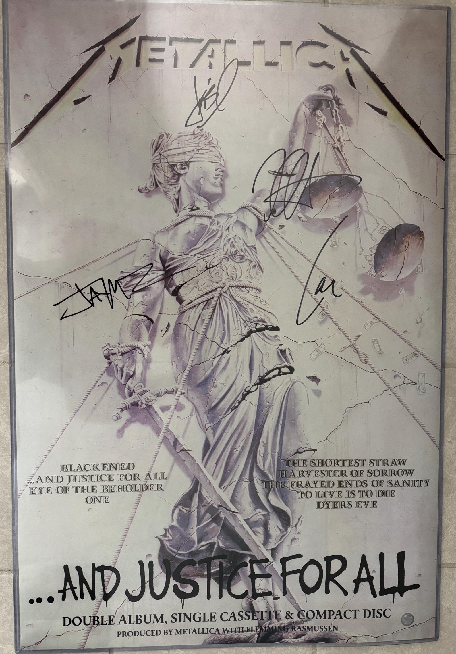 Metallica Original Autographed "and Justice for All" Poster (COA) - Etsy