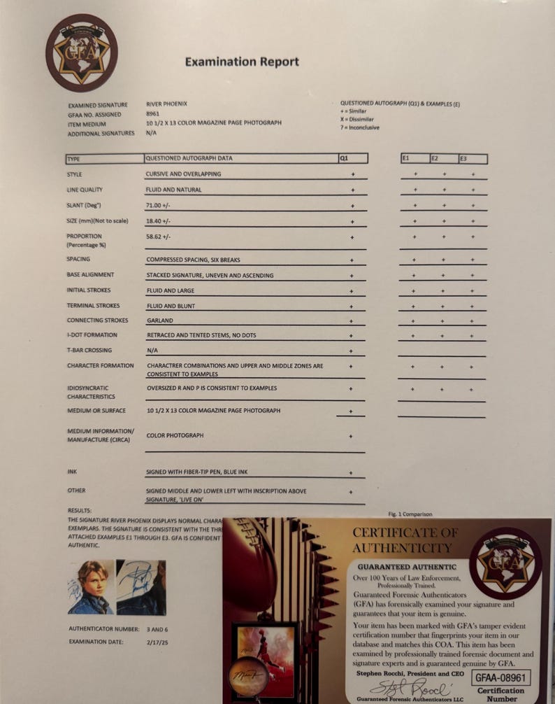 River Phoenix Original Autographed 11x13 Magazine Page (COA) - Etsy