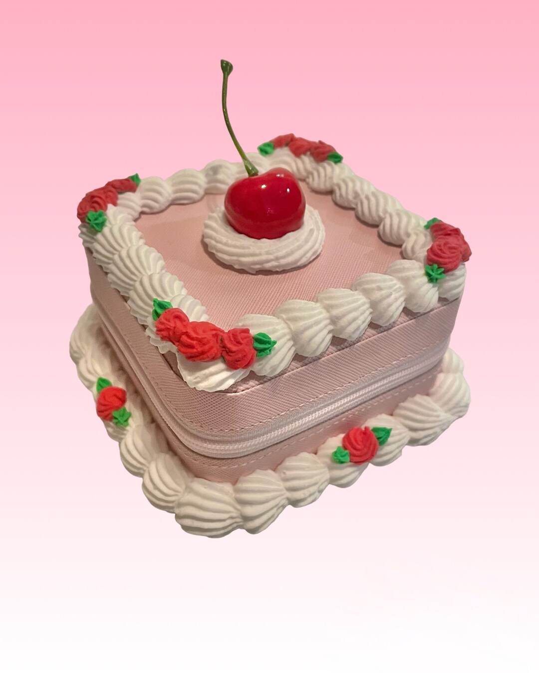 Fake Cake Zipper Jewelry Box, Vintage Cake Trinket Box - Etsy