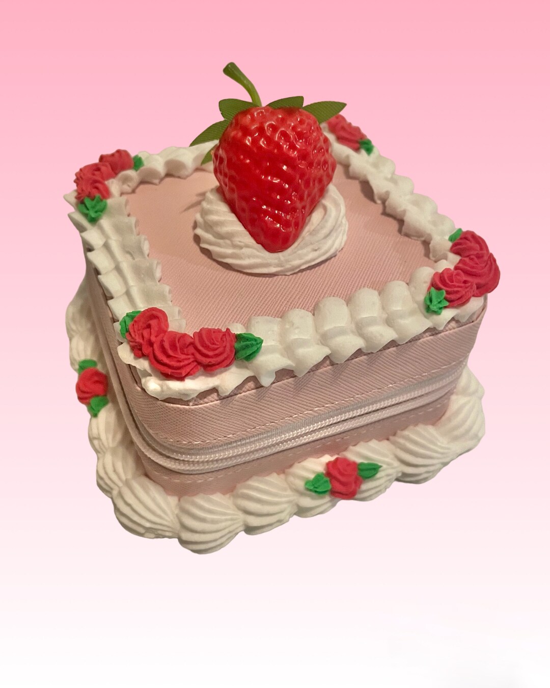Fake Cake Zipper Jewelry Box, Vintage Cake Trinket Box - Etsy
