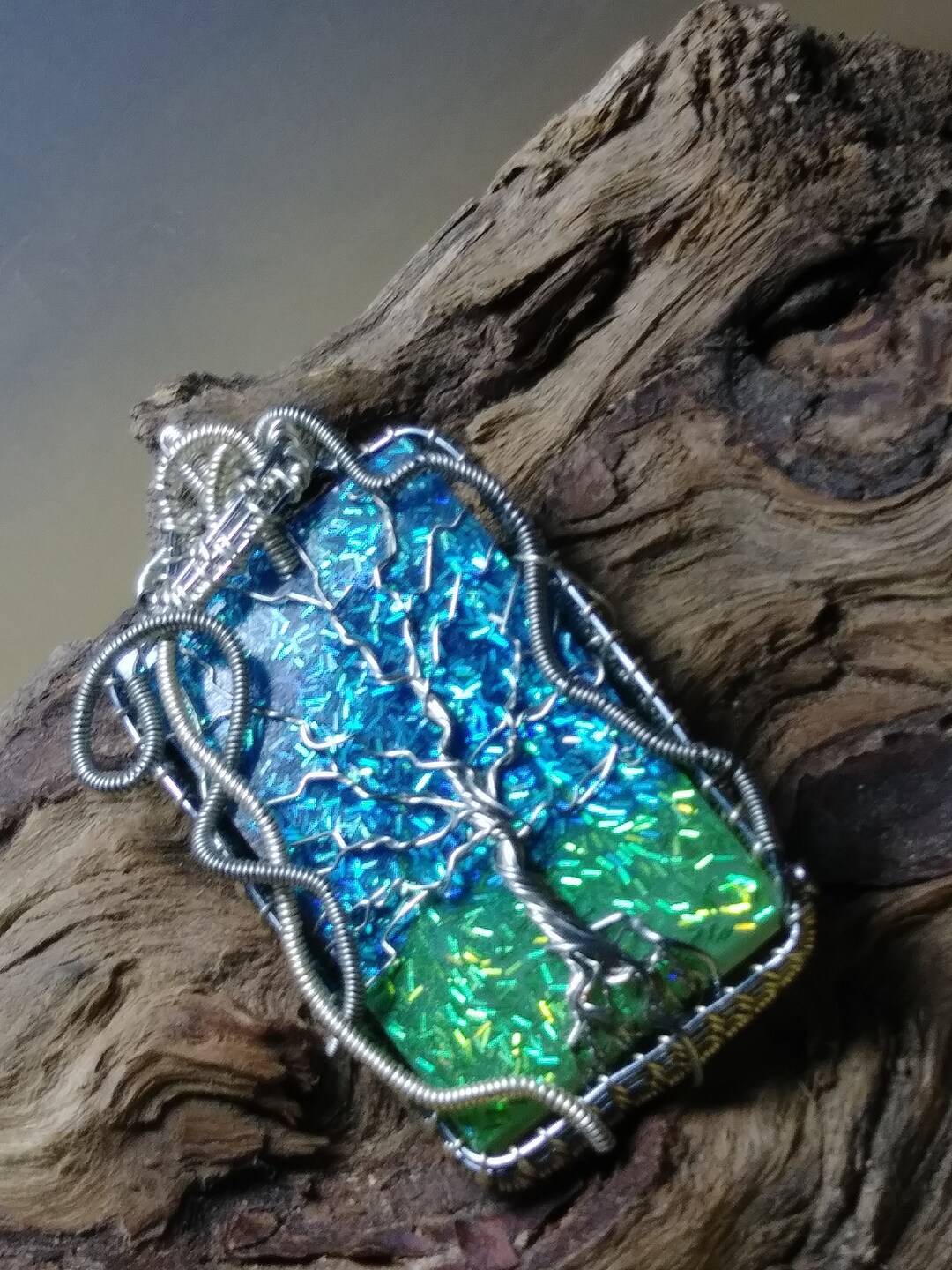 Resin Epoxy Silver Wire Wrapped Tree of Life Pendant Necklace. - Etsy