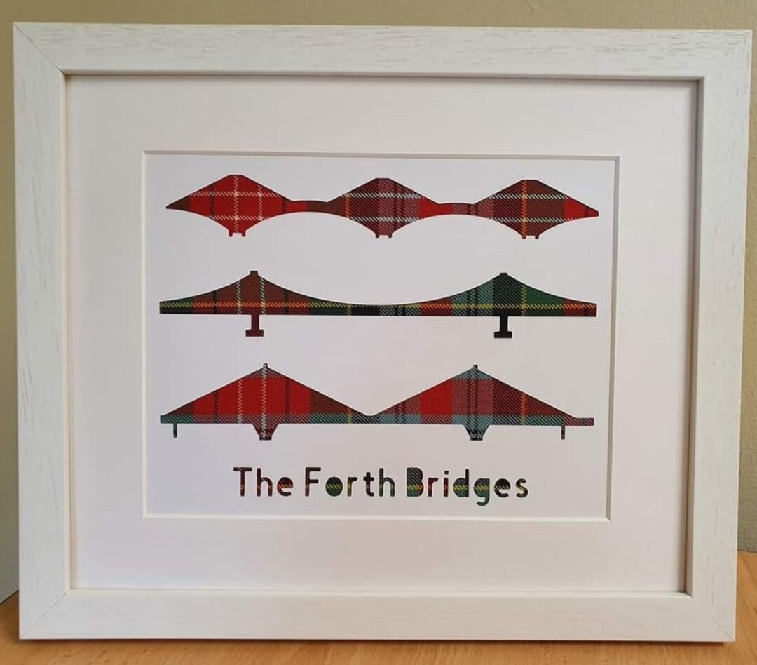 Forth Road Bridges Artwork, Forth Bridges Picture Frame, Tartan Art ...