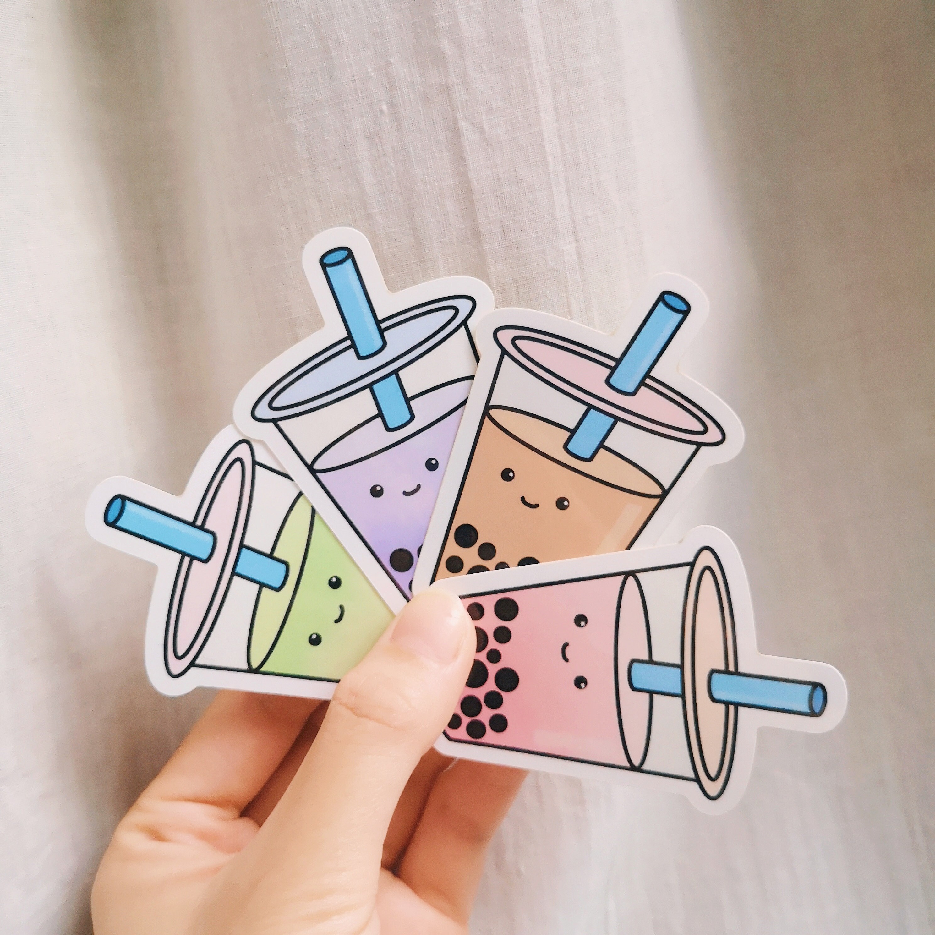 Blue BobaBubble Tea Stickers Sticker Sheet Pastel Pink Green Labels ...