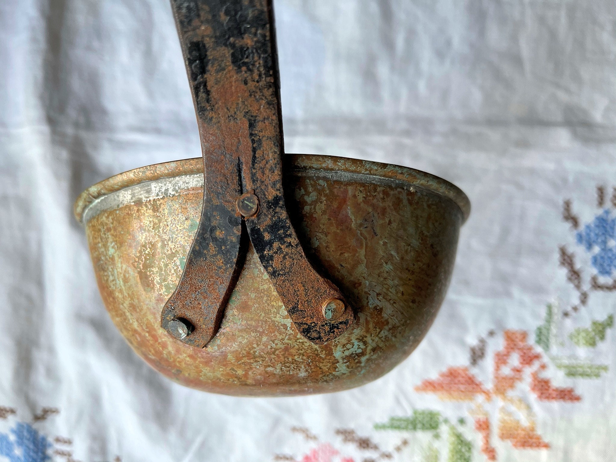 Vintage Dipper: Oversized Hand Forged Copper Tin Silver Lined - Etsy