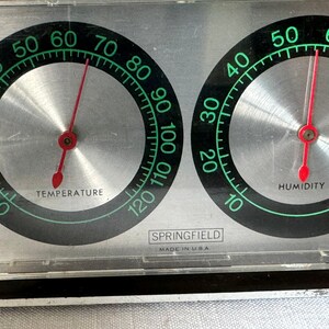 Vintage Weather Station : Springfield Temperature, Humidity Gauge Desk ...