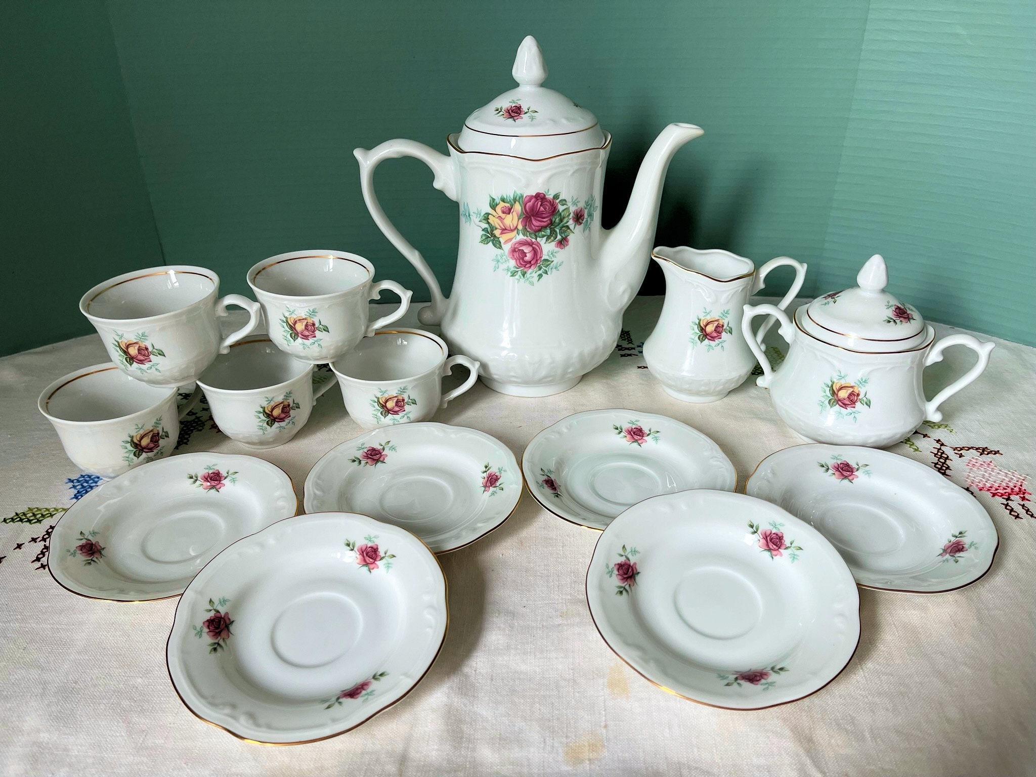 Polish Pottery Tea Set Brown