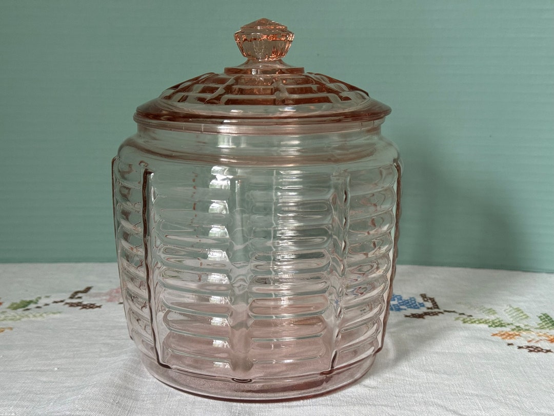 Vintage Jar : Anchor Hocking Pink Depression Glass Round Decorative ...