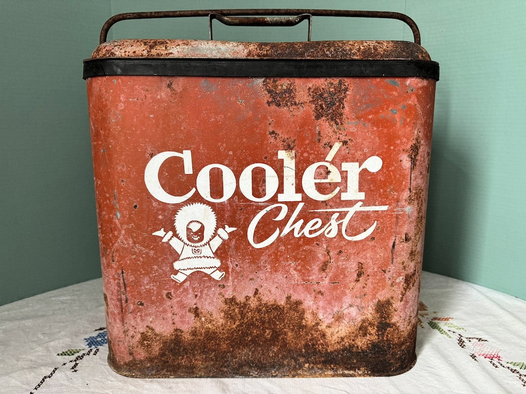 Vintage Cooler : Eskimo Faded Red Rusty Insulated Ice Chest Bottle ...