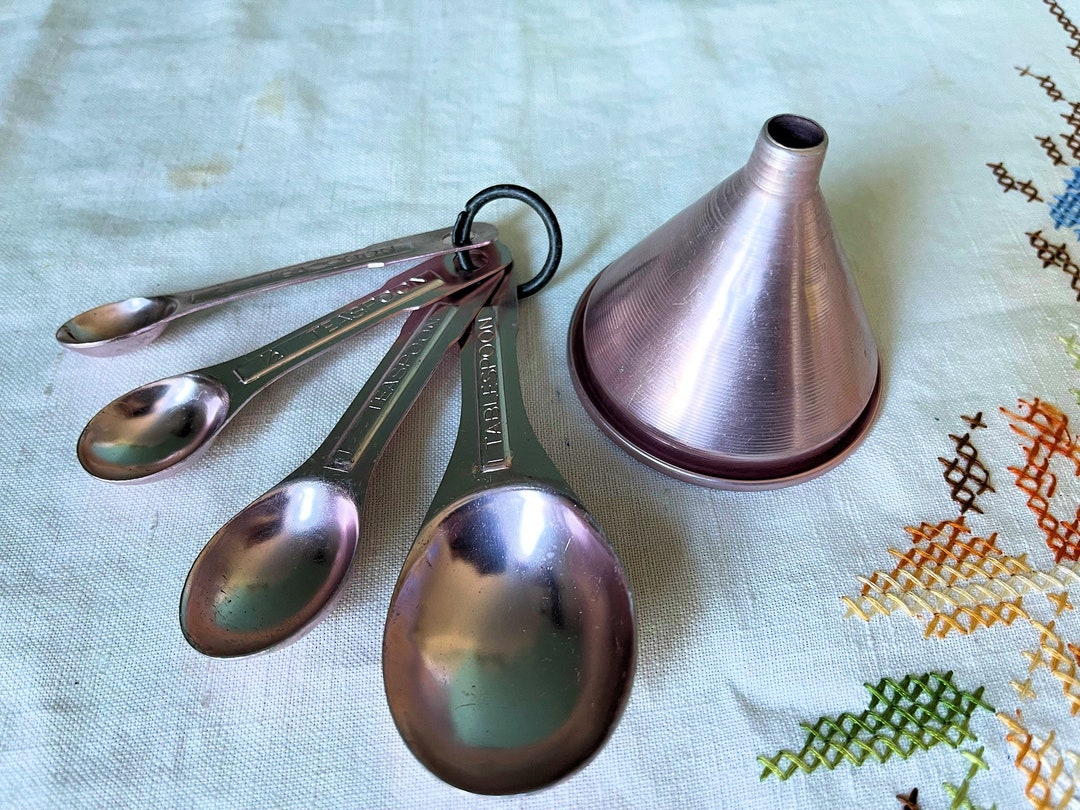 Vintage Funnel Spoons : Small Round Aluminum Sieve Strainer Pink Mid ...