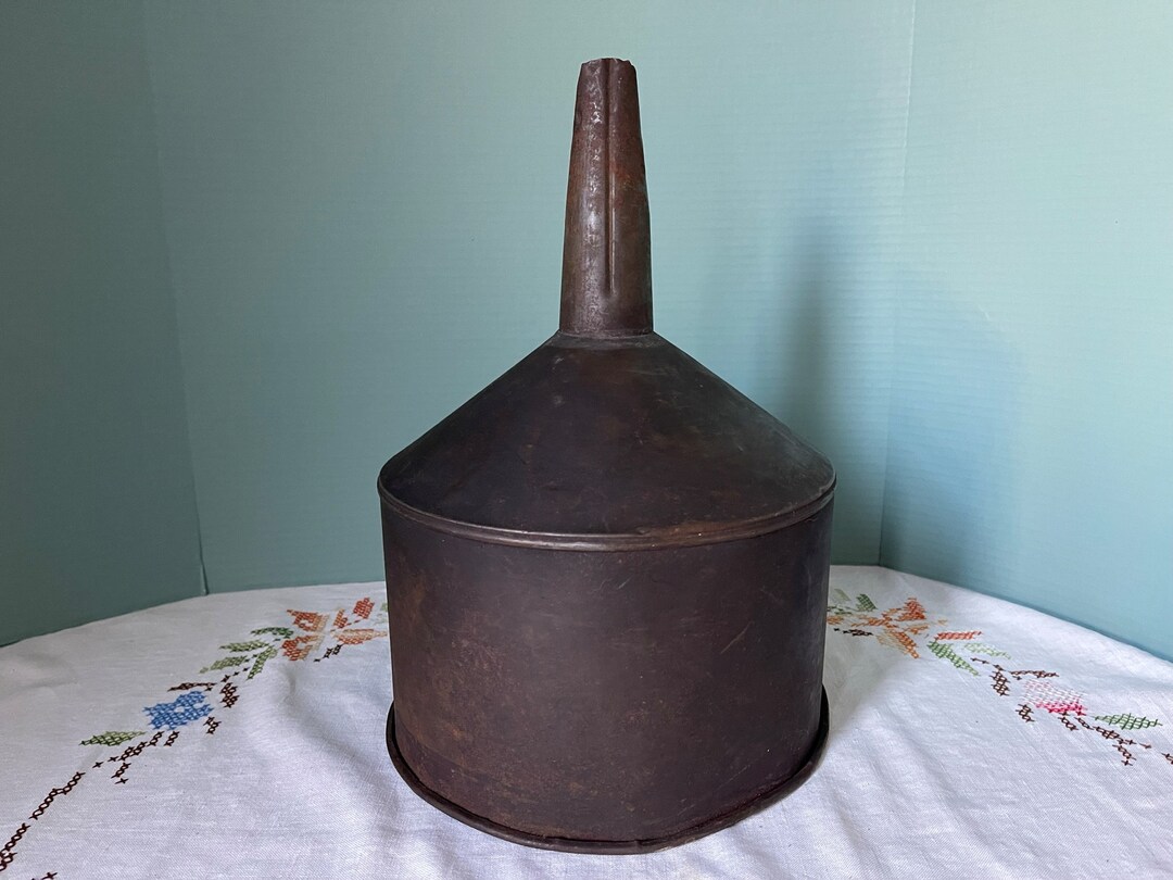 Vintage Funnel : Large Tin Soldered Metal Pendant Hanging Lamp ...
