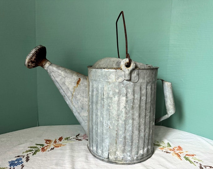 Vintage Water Can: Galvanized Watering One Handle, Sprinkler Sprayer ...