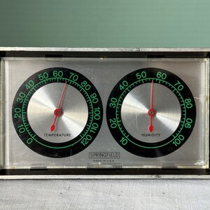 Vintage Weather Station : Springfield Temperature, Humidity Gauge Desk ...