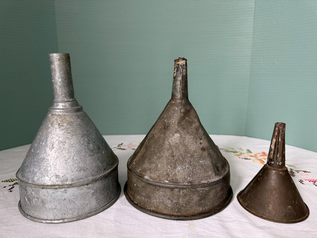 Vintage Funnel : Round Rusty Tin Galvanized Metal Sieve Strainer ...