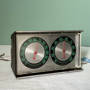 Vintage Weather Station : Springfield Temperature, Humidity Gauge Desk ...