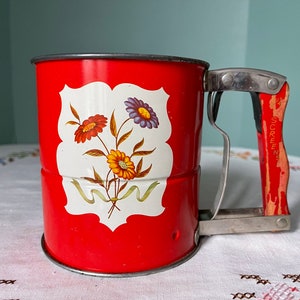 Vintage Flower Sifter : Androck Handi Sift Tin Metal Hand Crank Manual ...