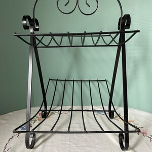 Vintage Magazine Rack : Mid Century Black Colored Metal Basket ...