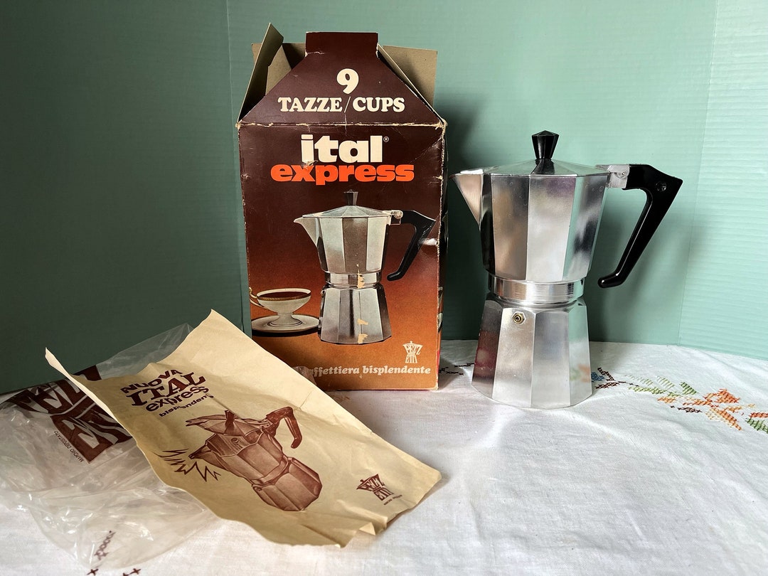 Vintage Coffee Pot : Ital Express 9C Aluminum Stovetop Italian - Etsy