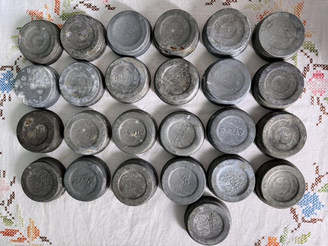 Vintage Lids : Blue Ball Perfect Mason Atlas Zinc Lid Milk Glass Liner ...