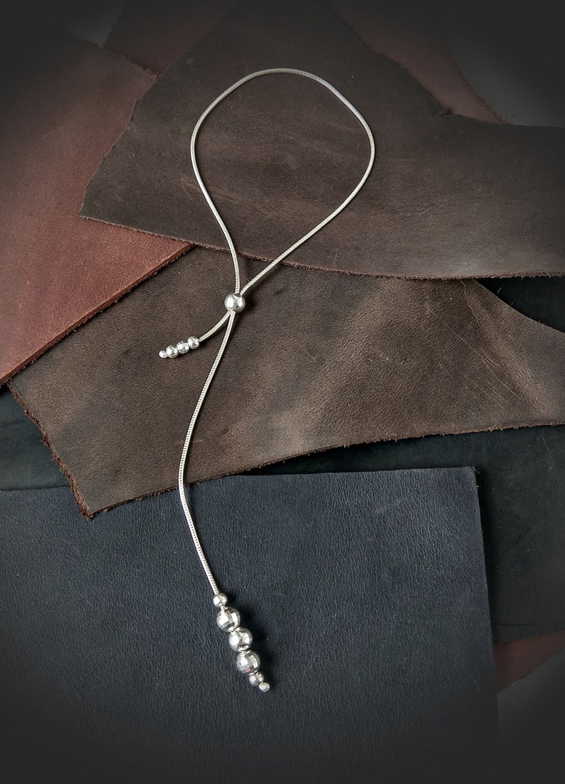 Long Sterling Silver Chain Lasso With Silver Beads Jewelry - Etsy