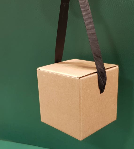 Cube Box With Handle Grosgrain Ribbon 100pcs Kraft Packaging | Etsy