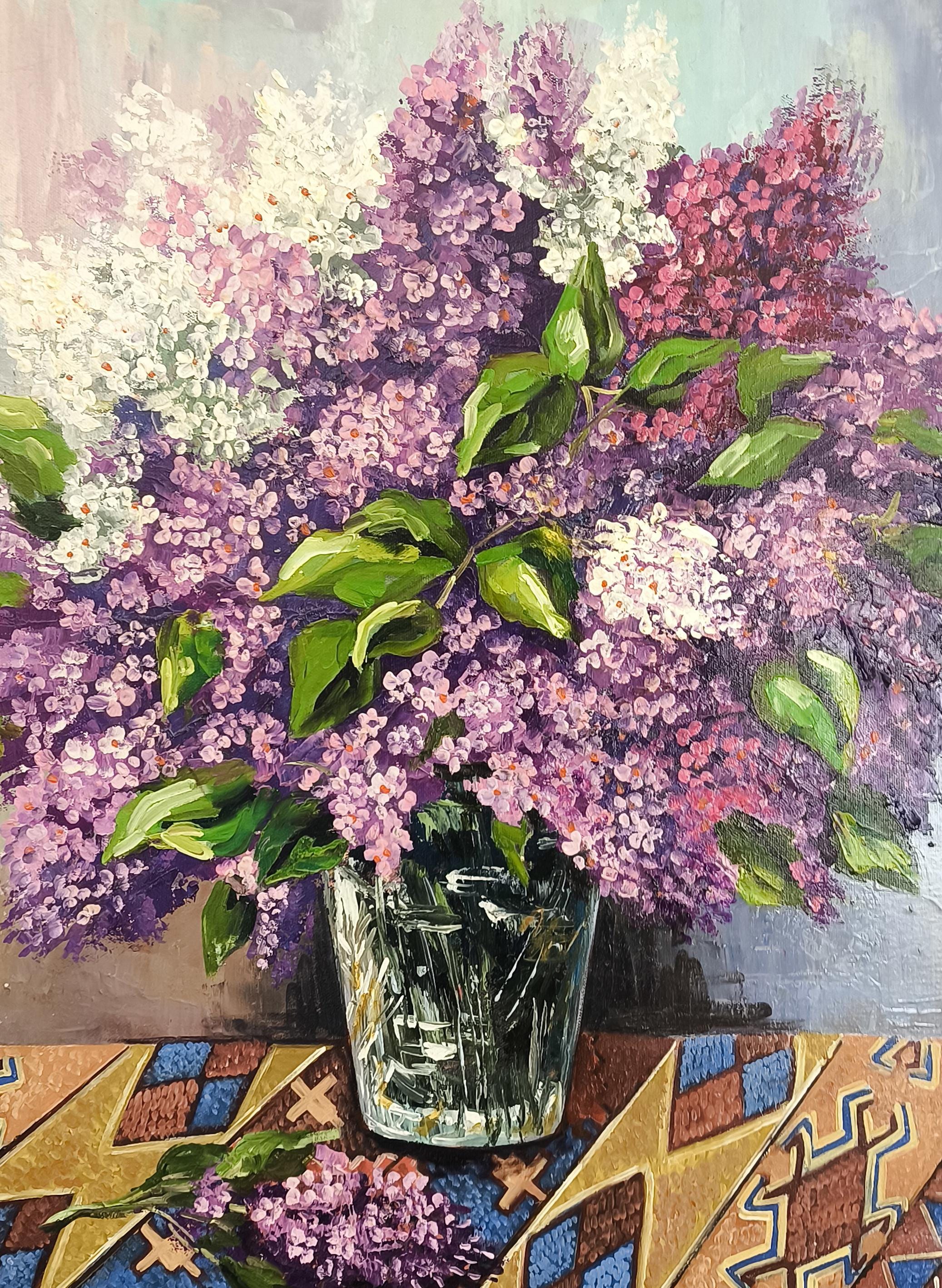 Fragrant Lilacs (23.6x31.5in Oil/canvas, Ready to Hang) Elegant Floral ...