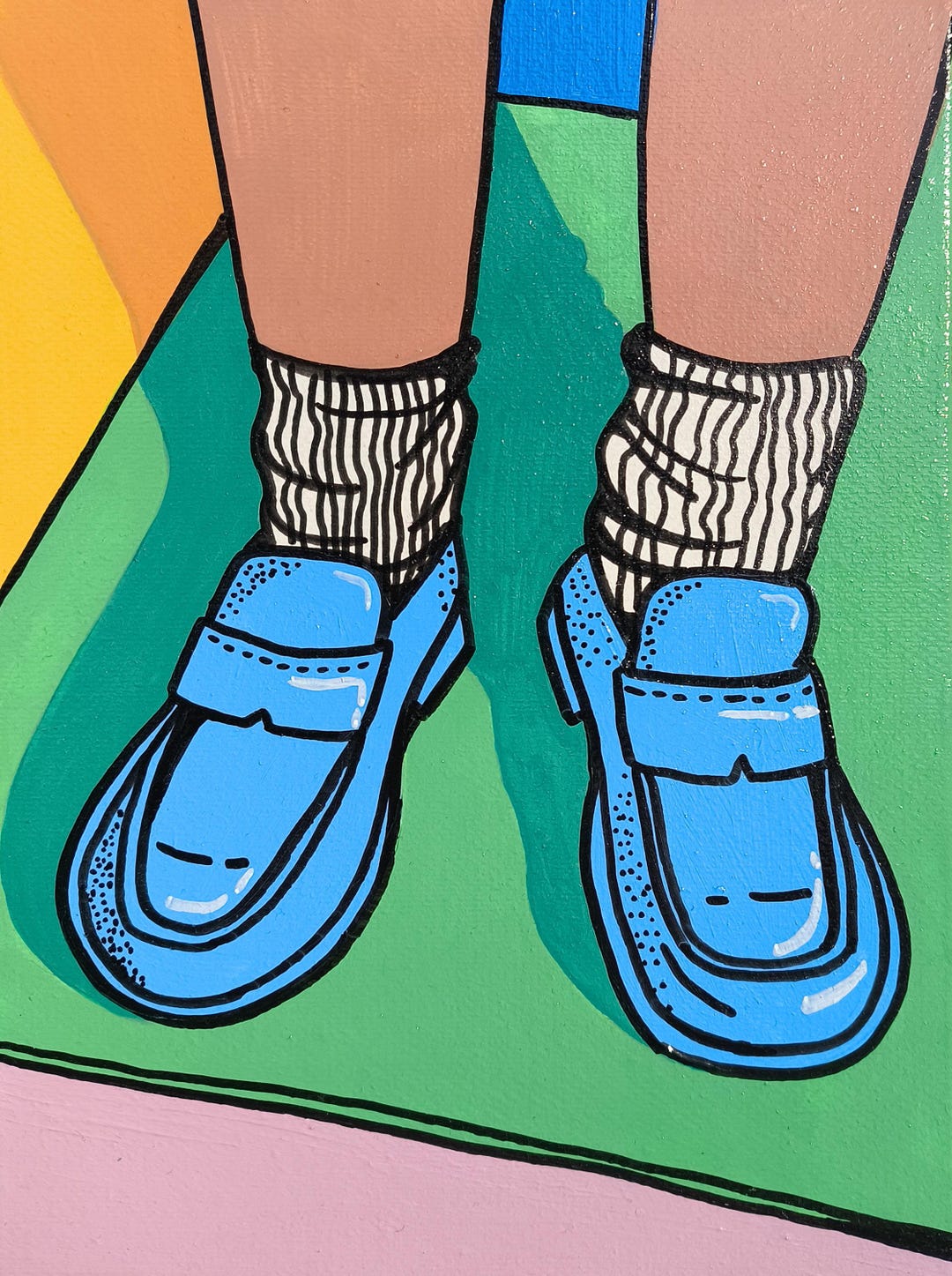 The Blue Shoes 5.9x7.9in Oil/canvas, Ready to Hang Pop Art Painting ...