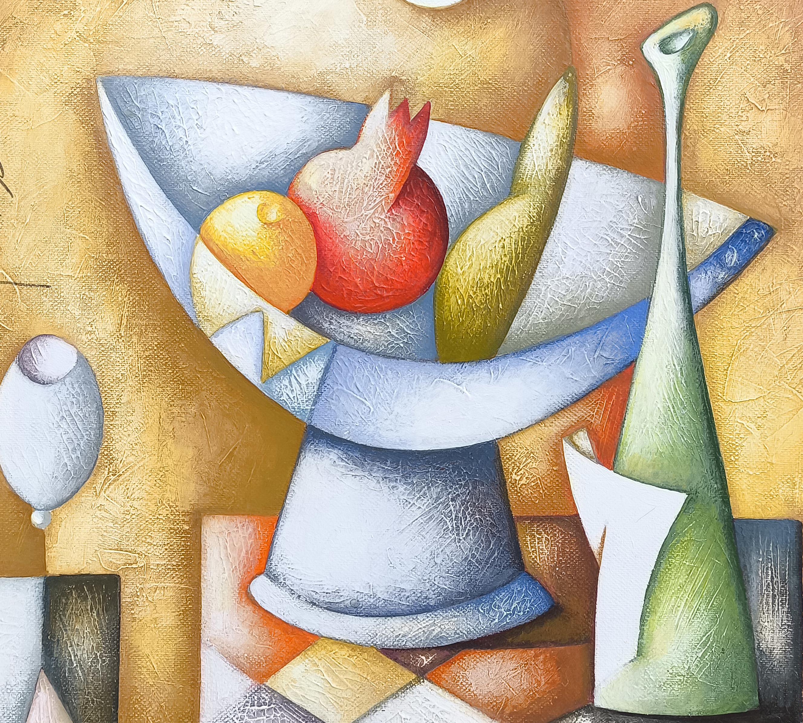 Cubist Still Life (15.7x15.7in Oil/canvas, Ready to Hang) Abstract ...
