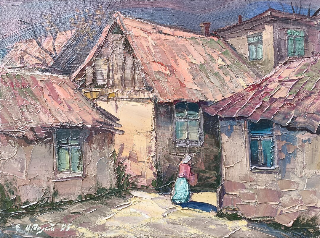 Rustic Houses Scene (30x40cm/11.8x15.7in Oil/canvas, Ready to Hang ...