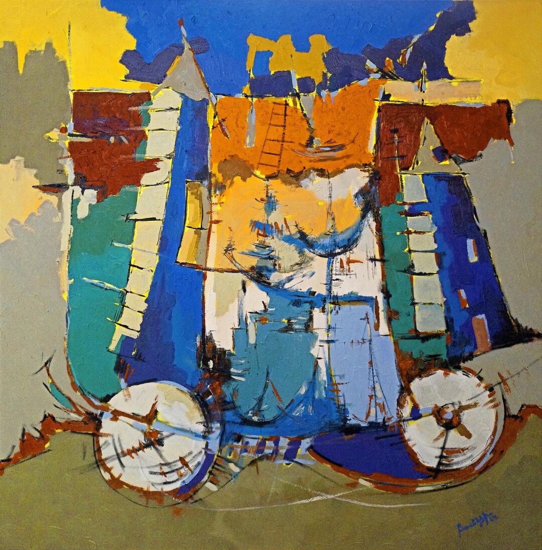 Abstract Journeys (39.4x39.4in Oil/canvas) - Dynamic Composition With ...