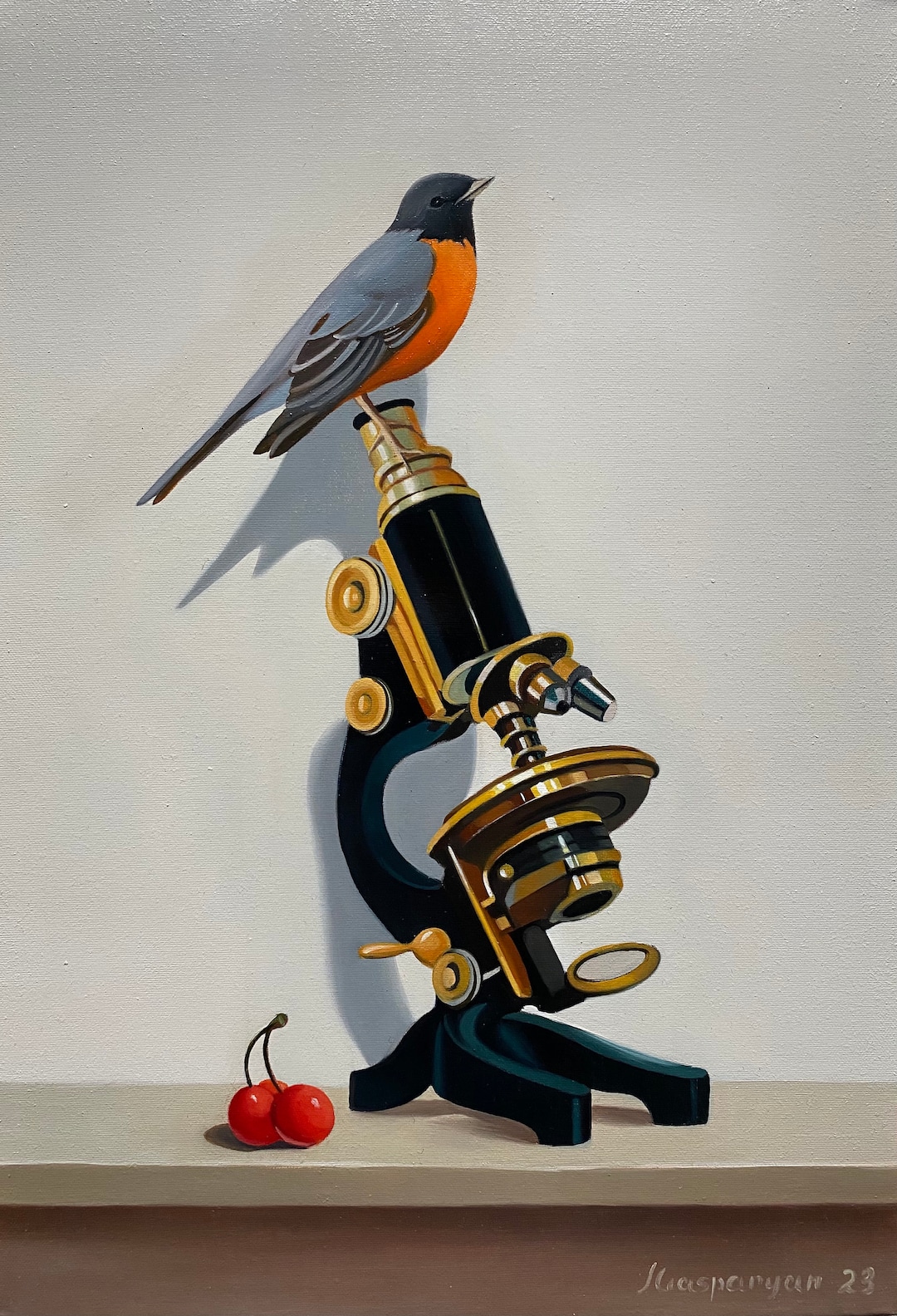 Still Life With Bird and Microscope - Etsy