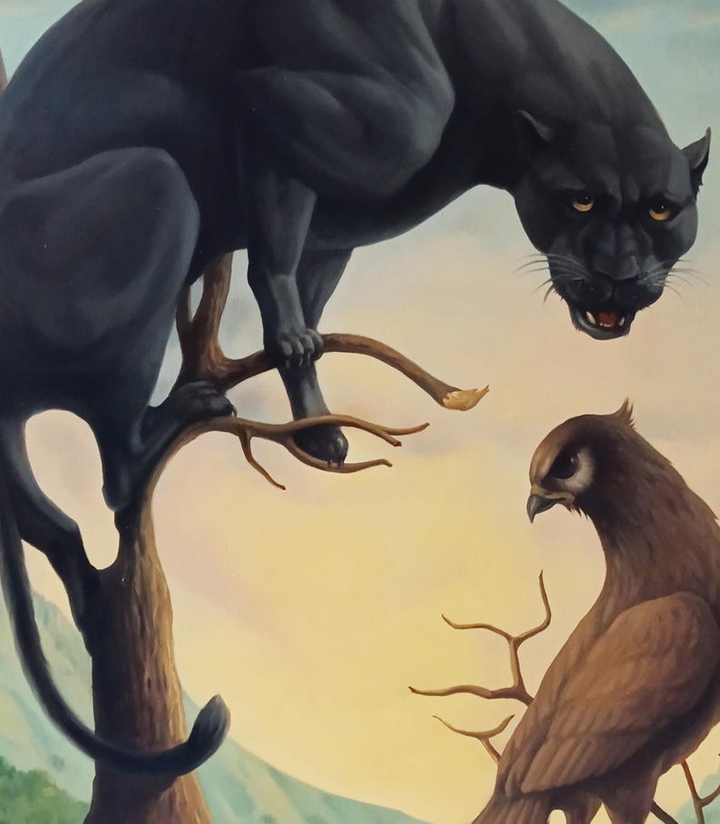 The Battle of Nature 23.6x31.5in, Oil/canvas, Ready to Hang Dramatic ...