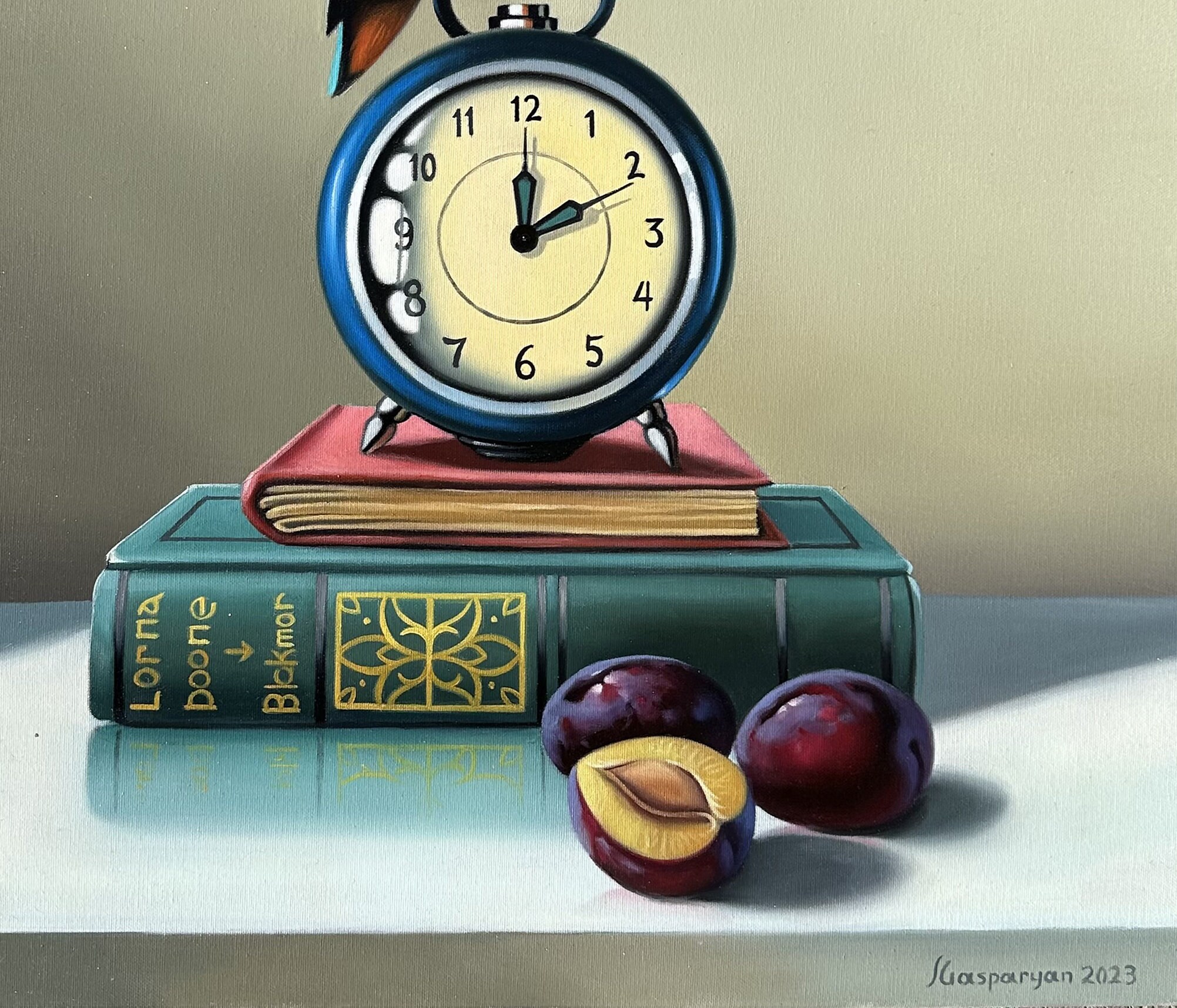 Still Life With Bird, Clock and Books - Etsy