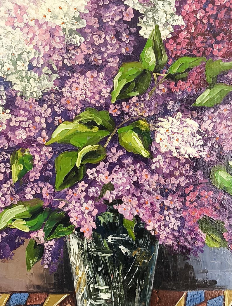 Fragrant Lilacs (23.6x31.5in Oil/canvas, Ready to Hang) Elegant Floral ...