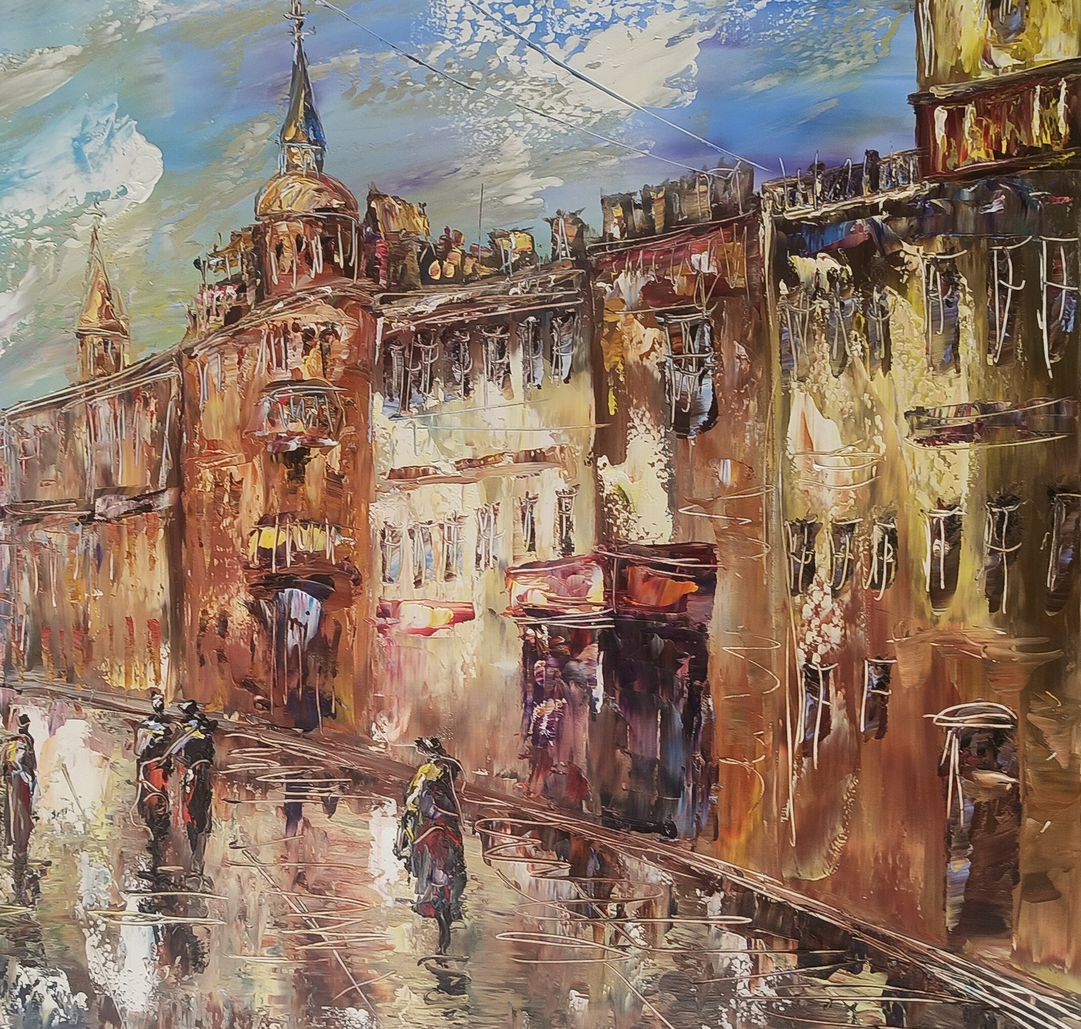 Historic Streetscape (31.5x39.4in Oil/canvas, Ready to Hang) Vibrant ...