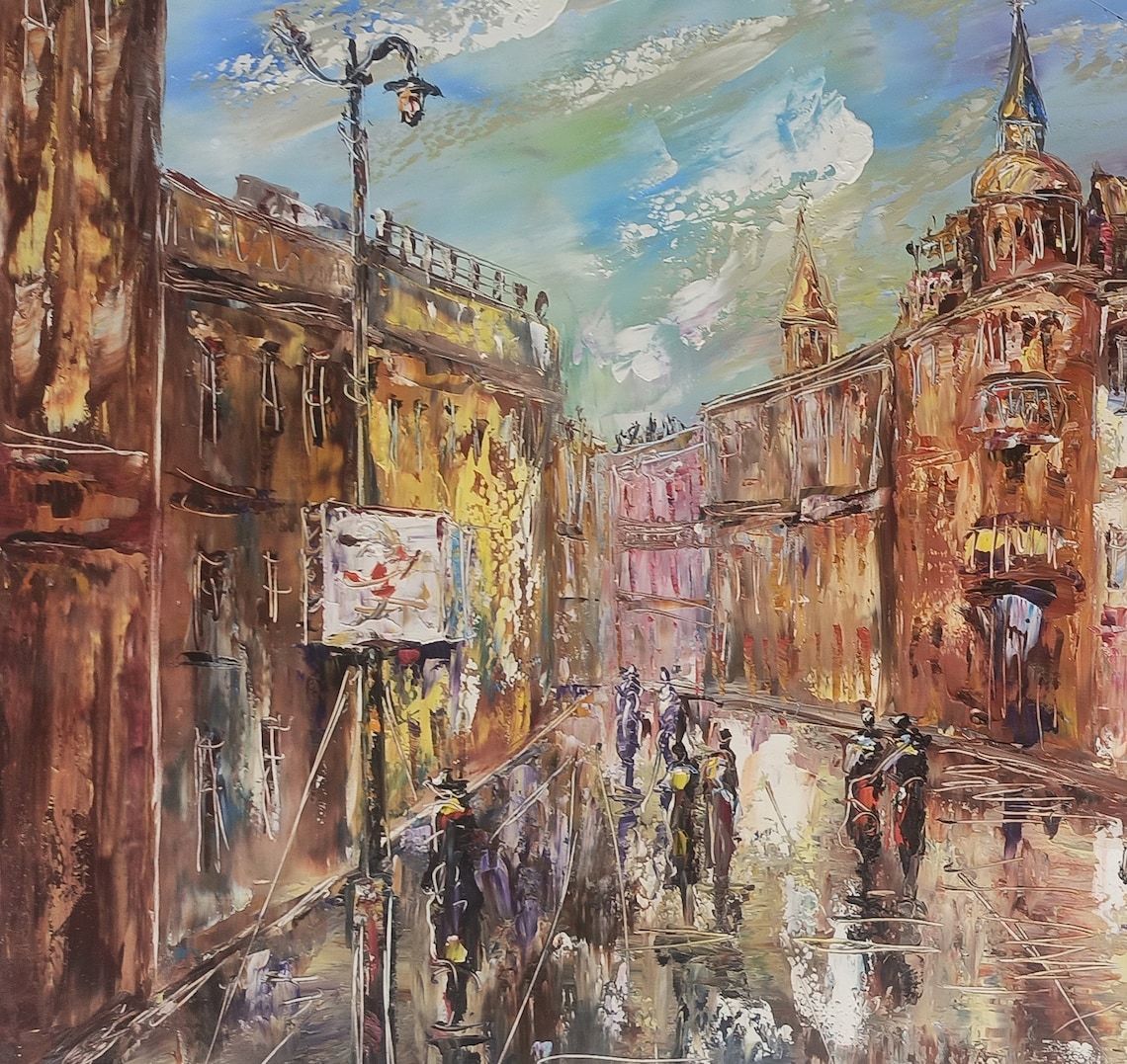 Historic Streetscape (31.5x39.4in Oil/canvas, Ready to Hang) Vibrant ...