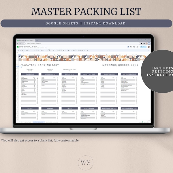 Google Sheets Packing List Template - Etsy