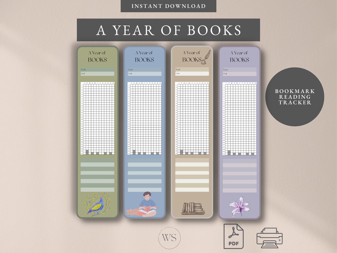 A Year of Books Bookmark Reading Tracker Reading Log Book Log Printable ...