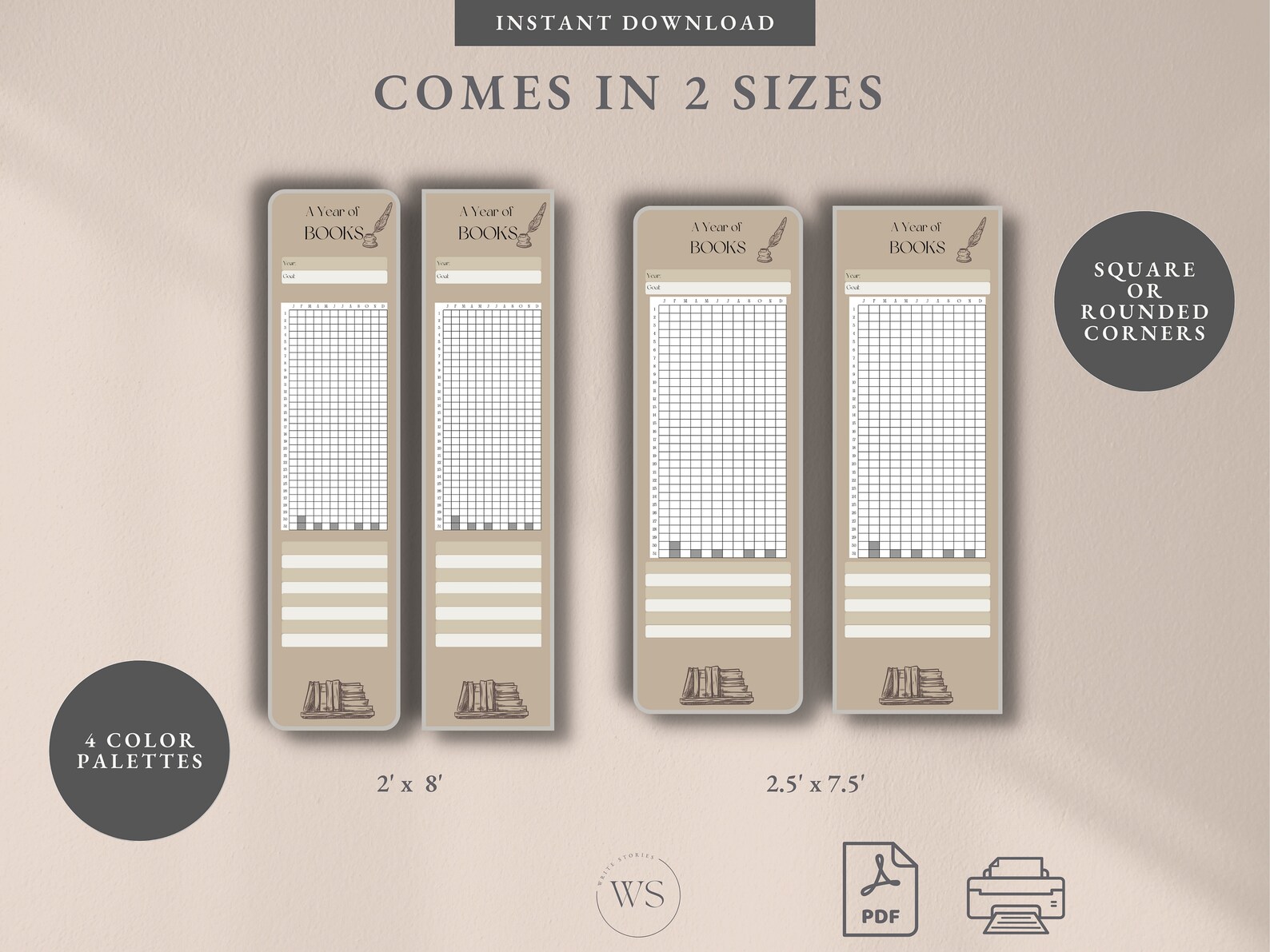 A Year of Books Bookmark Reading Tracker Reading Log Book Log Printable ...