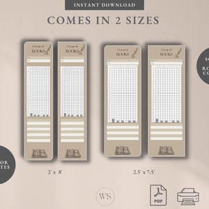 A Year of Books Bookmark Reading Tracker Reading Log Book Log Printable ...