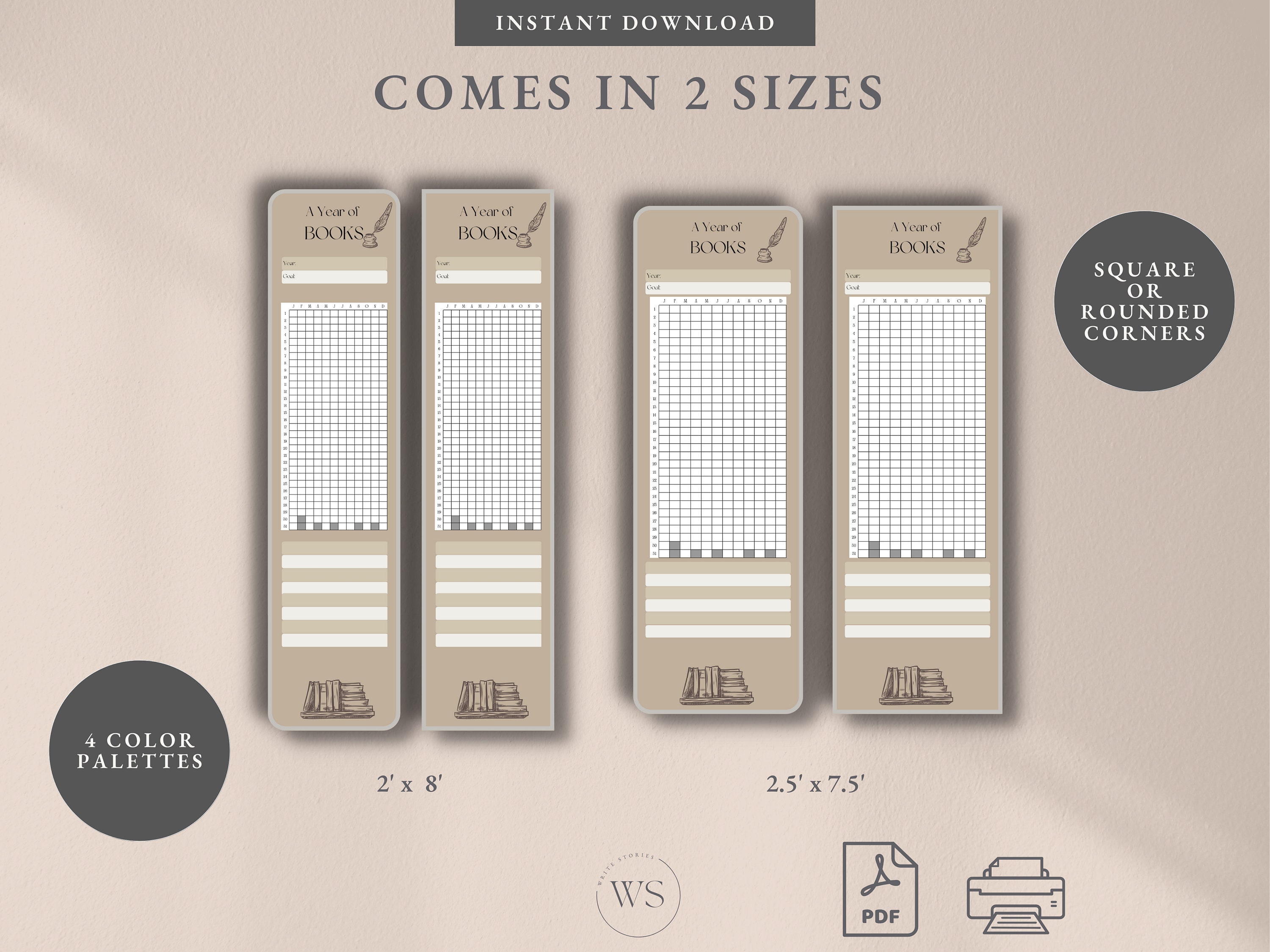 A Year of Books Bookmark Reading Tracker Reading Log Book Log Printable ...