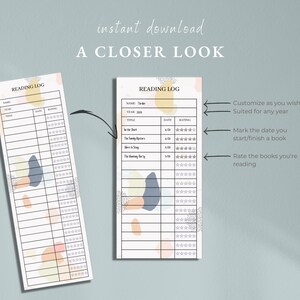 Reading Log | A Year of Books | Bookmark | Reading Tracker | Book Log ...