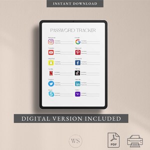 Password Tracker Password Log Digital Password Tracker Printable ...