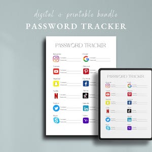 Password Tracker | Password Log | Digital Password Tracker | Printable ...
